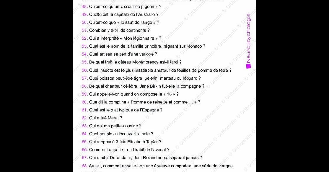 QUIZZ CULTURE GENERALE N° 6 | Orthomalin QUIZZ CULTURE GENERALE N° 6 | Orthomalin